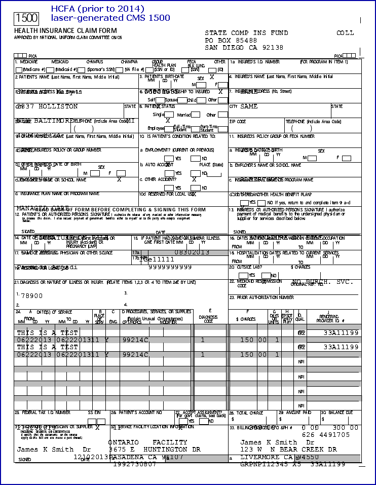 Sample Billing Insurance Forms
