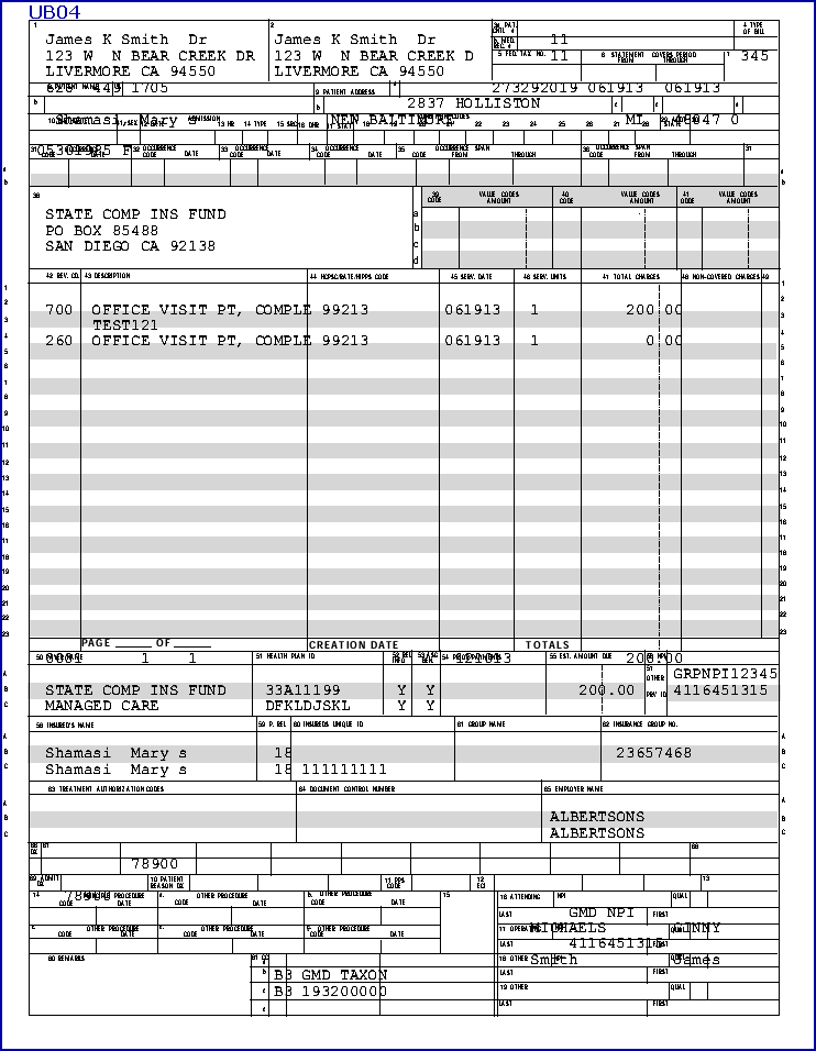 Sample Billing Insurance Forms