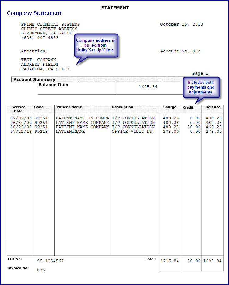 Sample Company Statement